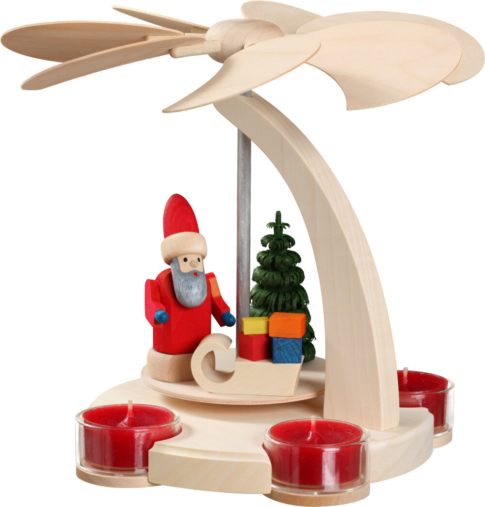 Seiffener Volkskunst eG Bogenpyramide klein Weihnachtsmann mit Schlit ...